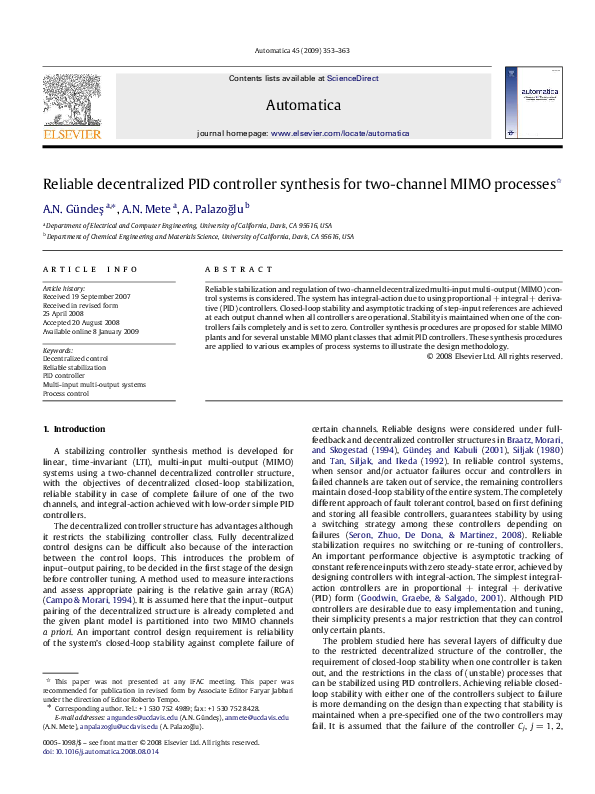 (PDF) Reliable decentralized PID controller synthesis for two-channel ...