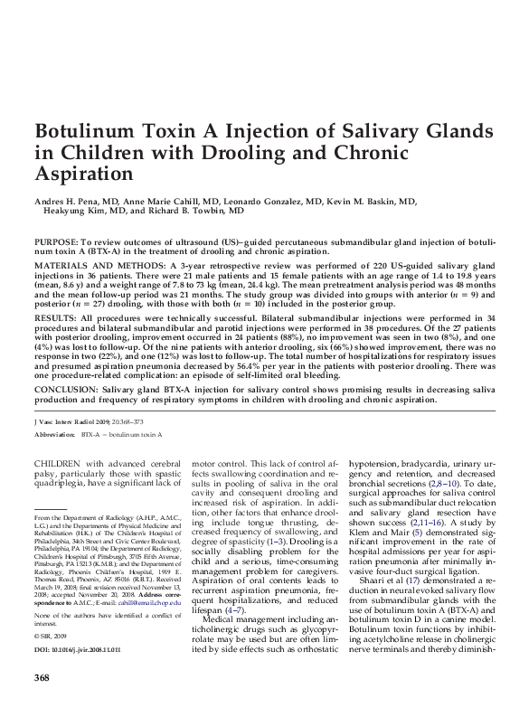 (PDF) Botulinum Toxin A Injection of Salivary Glands in Children with ...