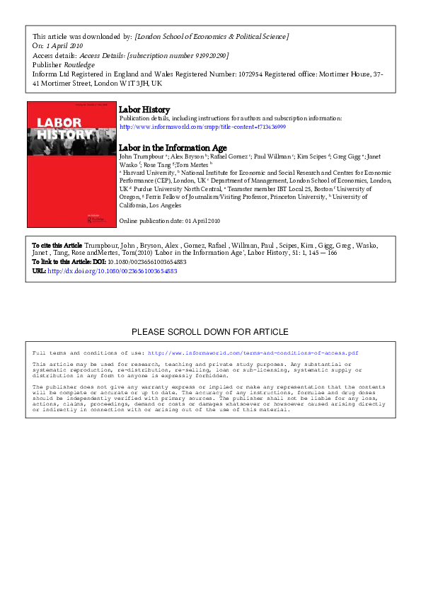 (PDF) Labor in the Information Age