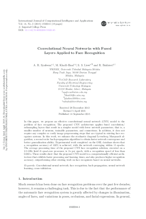 (PDF) Convolutional Neural Networks with Fused Layers Applied to Face Recognition