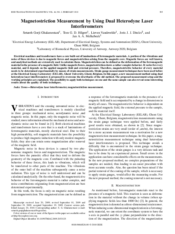 (PDF) Magnetostriction measurement by using dual heterodyne laser ...