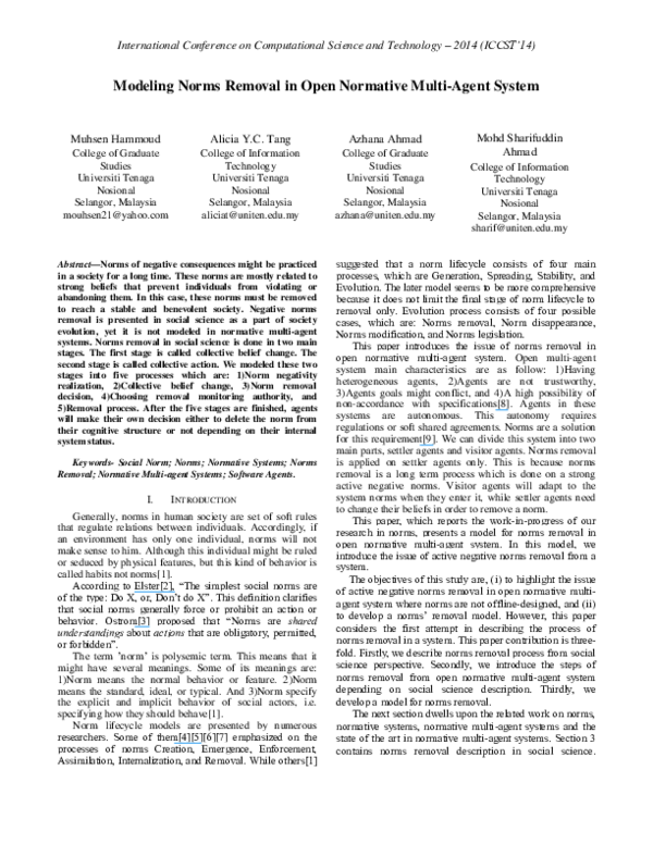 (PDF) Modeling Norms Removal in Open Normative Multi-Agent System