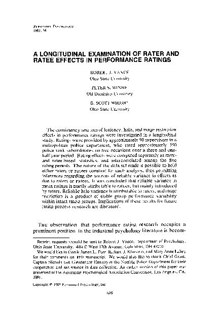 (PDF) A Longitudinal Examination of Rater and Ratee Effects in ...