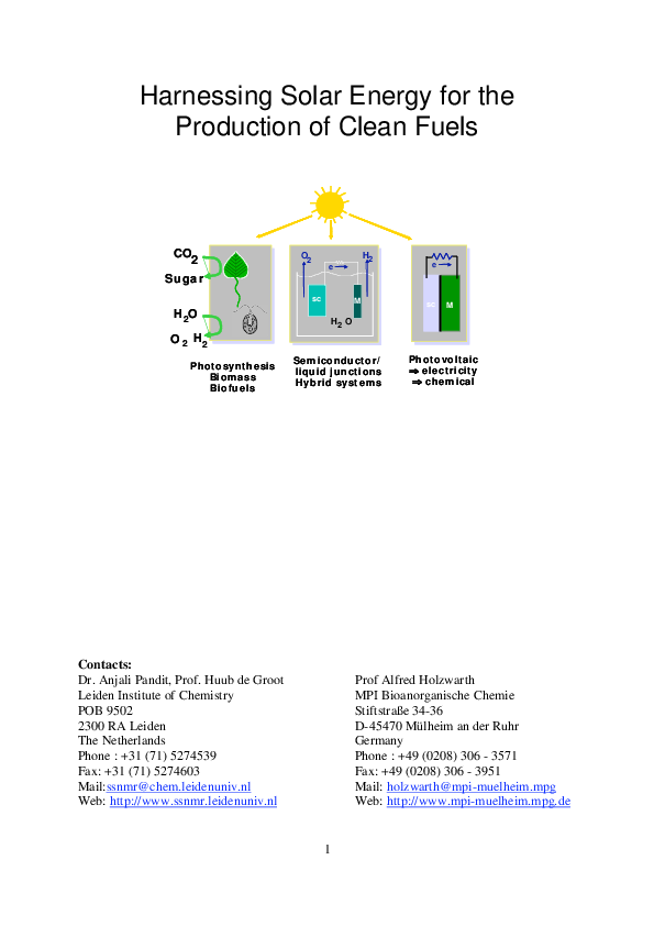 (PDF) Harnessing Solar Energy for the Production of Clean Fuel