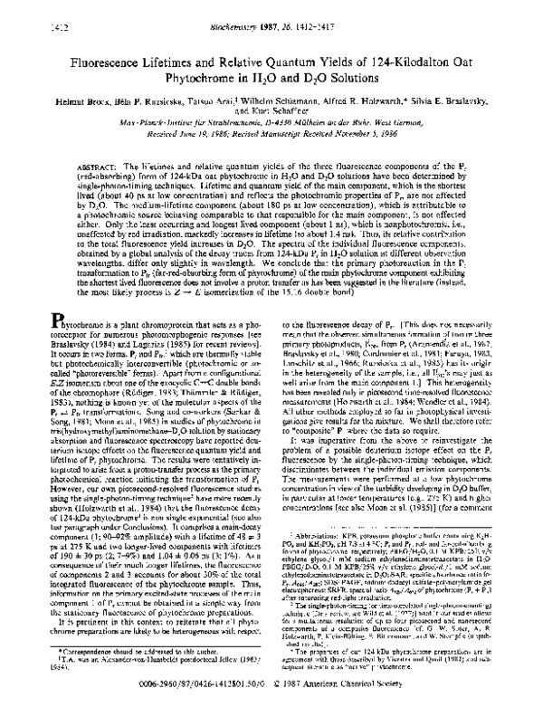 (PDF) Fluorescence lifetimes and relative quantum yields of 124 ...