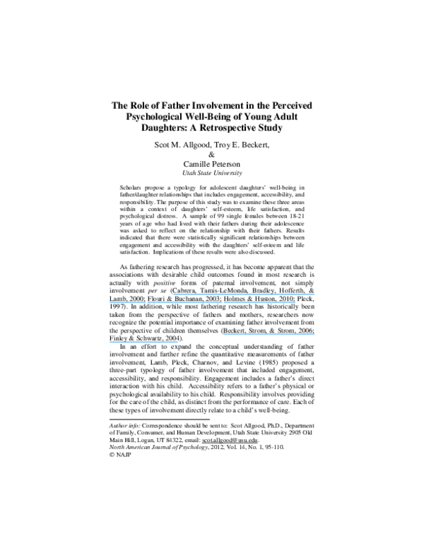 (PDF) The Father Involvement and Nurturant Fathering Scales ...