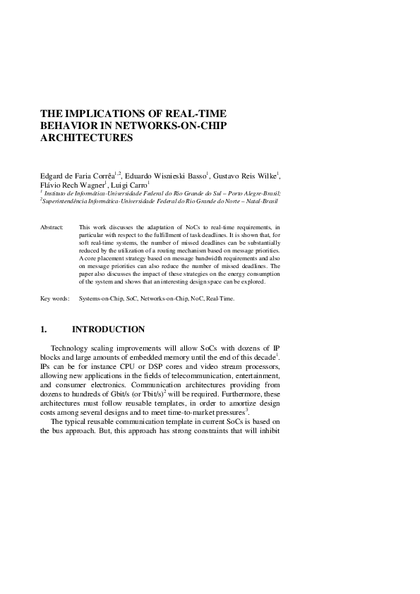 (PDF) The Implications of Real-Time Behavior in Networks-On-Chip Architectures