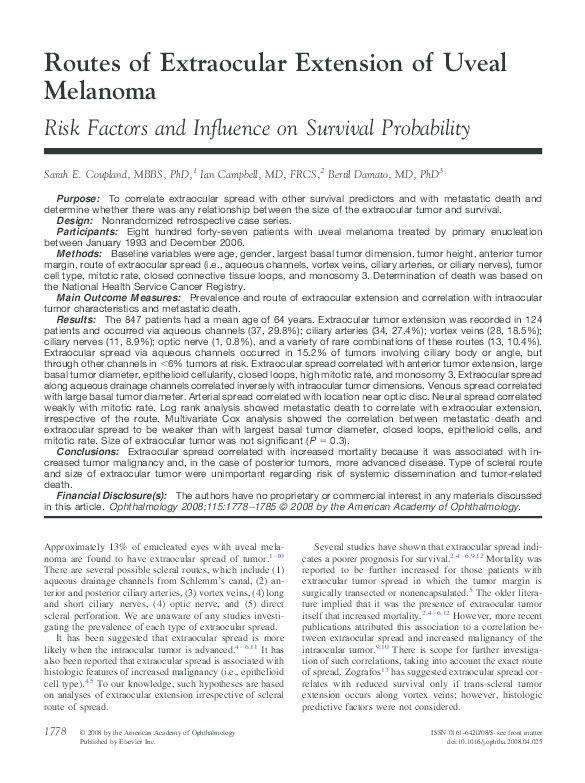 (PDF) Routes of Extraocular Extension of Uveal Melanoma