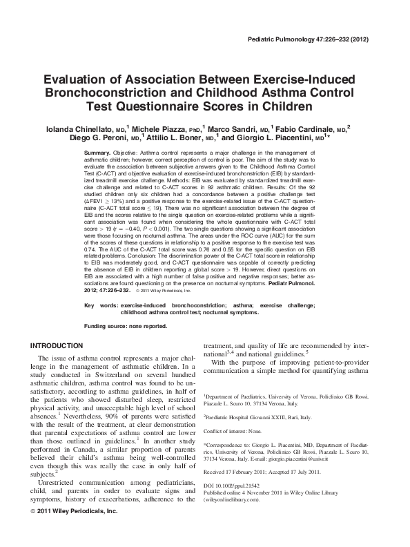 (PDF) Evaluation of association between exercise-induced ...