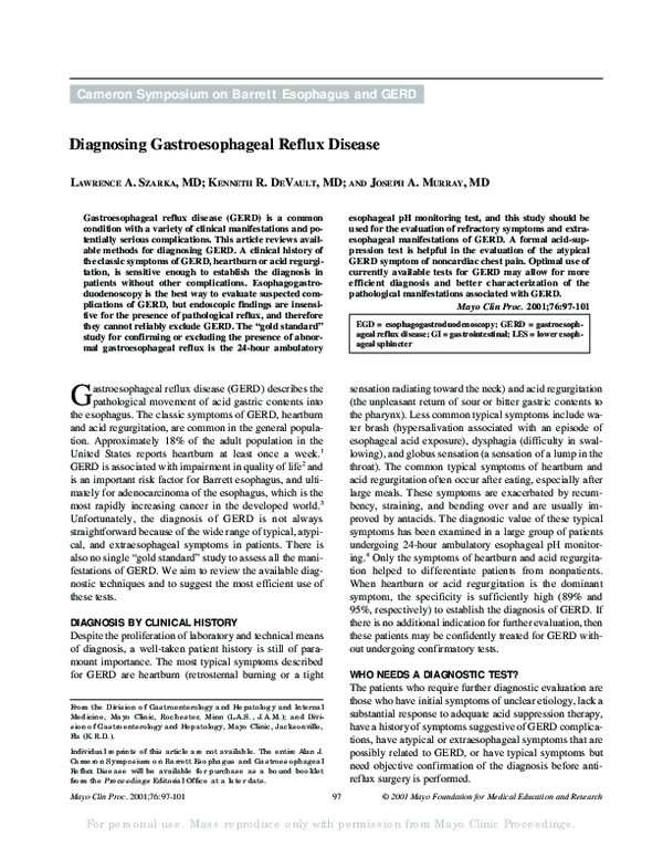 (PDF) Diagnosing Gastroesophageal Reflux Disease