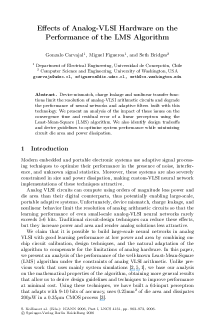 Pdf Effects Of Analog Vlsi Hardware On The Performance Of The Lms