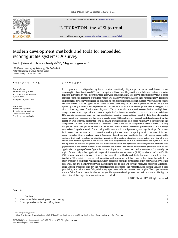 (PDF) Modern development methods and tools for embedded reconfigurable systems: A survey