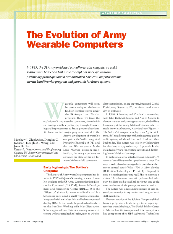 (PDF) The evolution of Army wearable computers