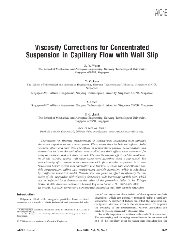 (PDF) Viscosity corrections for concentrated suspension in capillary ...