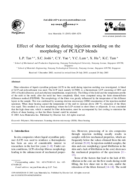 (PDF) Effect of shear heating during injection molding on the ...