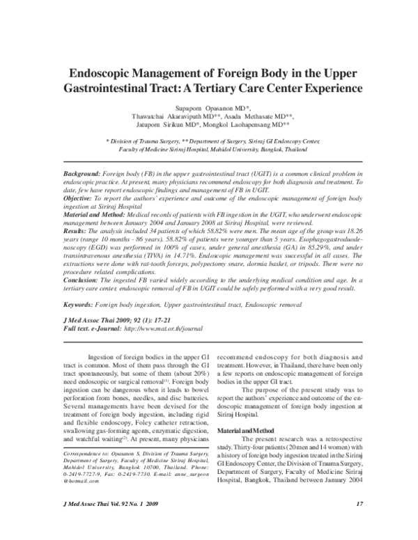 (PDF) Fluoroscopy-Guided Endoscopic Removal of Foreign Bodies | Hwoon-yong Jung - Academia.edu