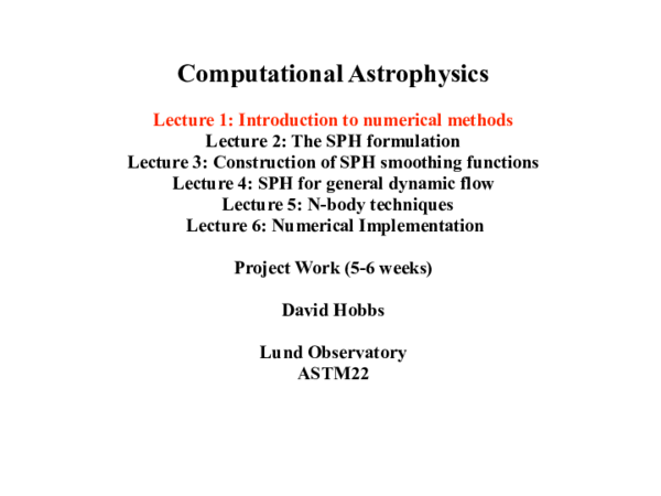 (PDF) Computational Astrophysics L1 | aizat abas - Academia.edu