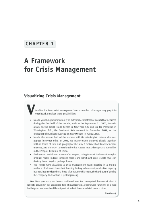 (PDF) A Framework for Crisis Management