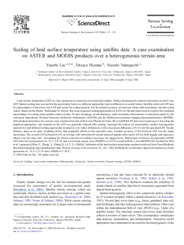 (PDF) A method to estimate maximum and minimum air temperature using MODIS surface temperature ...