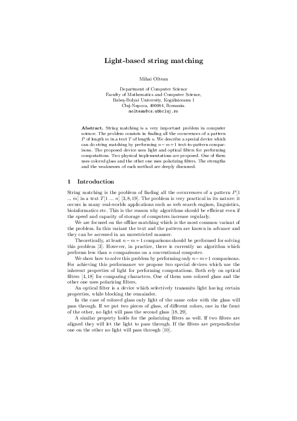 (PDF) Light-based string matching