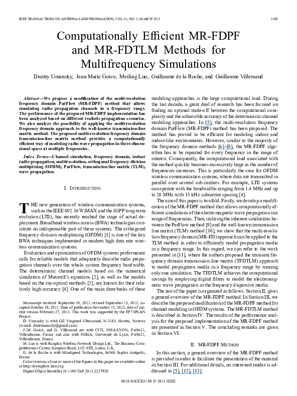 (PDF) Computationally Efficient MR-FDPF and MR-FDTLM Methods for Multifrequency Simulations | G ...