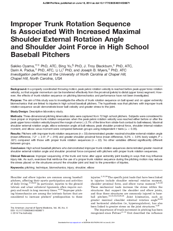 (PDF) Improper trunk rotation sequence is associated with increased ...