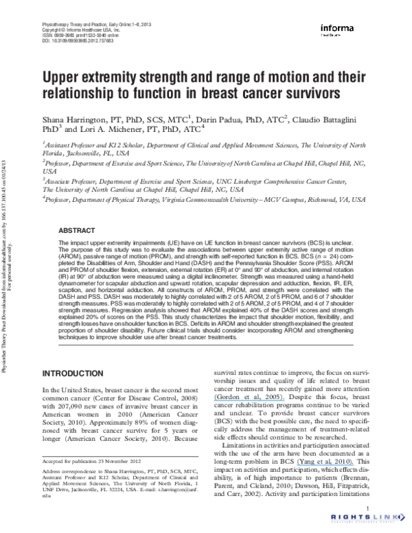 (PDF) Upper extremity strength and range of motion and their ...