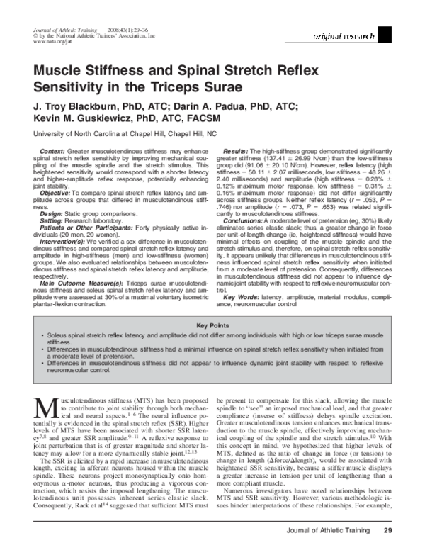 (PDF) Muscle Stiffness and Spinal Stretch Reflex Sensitivity in the ...