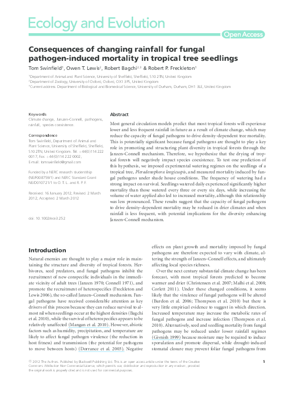 (PDF) Consequences of changing rainfall for fungal pathogen-induced ...