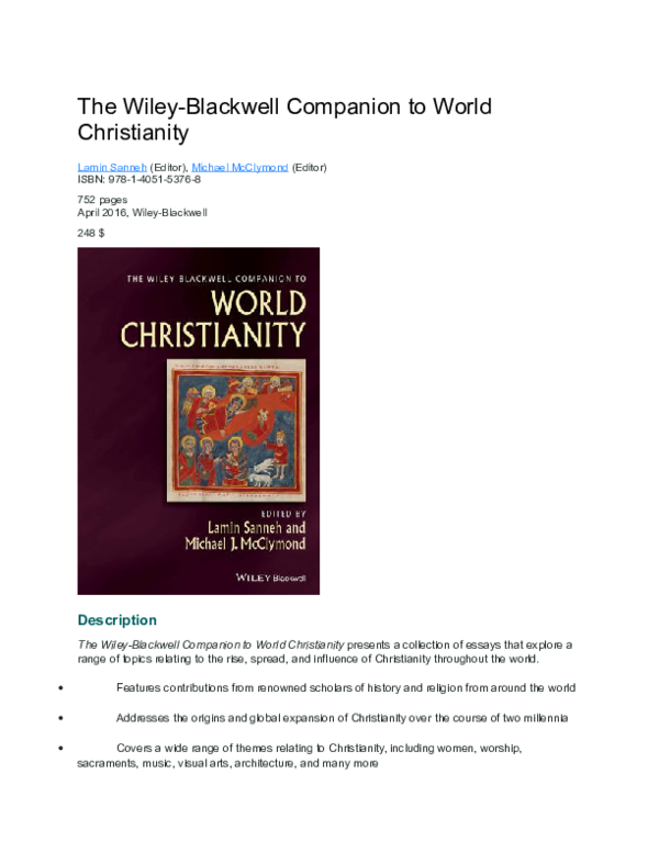 (DOC) The Wiley-Blackwell Companion to World Christianity, Chistianity ...