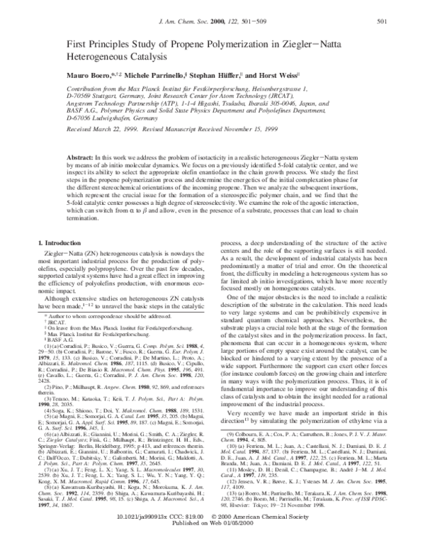 (PDF) First Principles Study of Propene Polymerization in Ziegler−Natta ...
