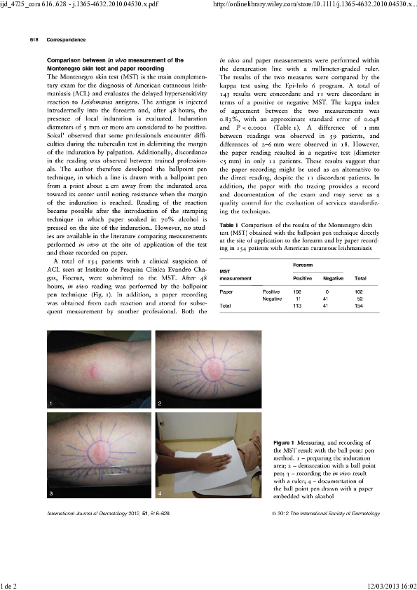 (PDF) Comparison between in vivo measurement of the Montenegro skin ...