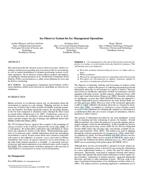 (PDF) Ice Observer System for Ice Management Operations