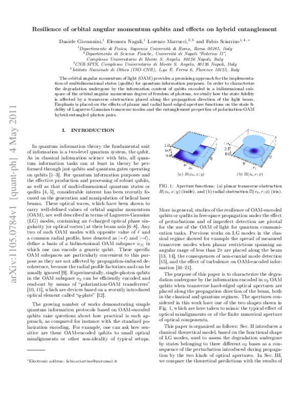 Pdf Resilience Of Orbital Angular Momentum Photonic Qubits And