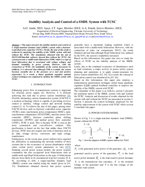 (PDF) Stability Control of SMDL System with TCSC
