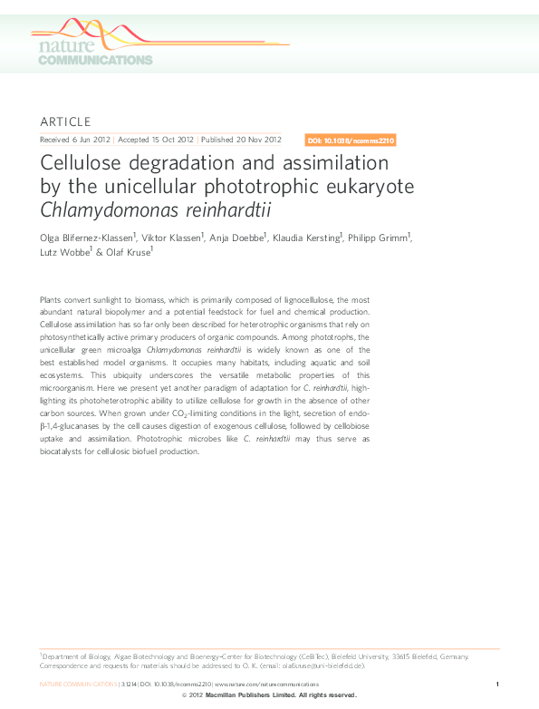 (PDF) Cellulose degradation and assimilation by the unicellular phototrophic eukaryote ...