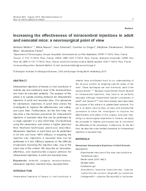 (PDF) Increasing the effectiveness of intracerebral injections in adult ...