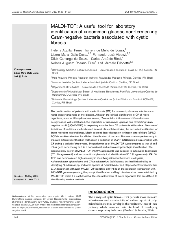 (PDF) MALDI-TOF: A useful tool for laboratory identification of ...