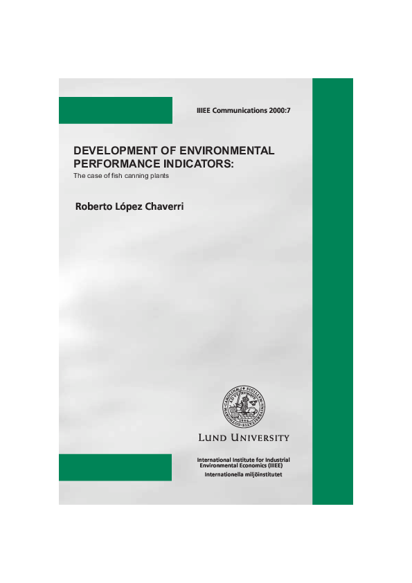 (PDF) DEVELOPMENT OF ENVIRONMENTAL PERFORMANCE INDICATORS