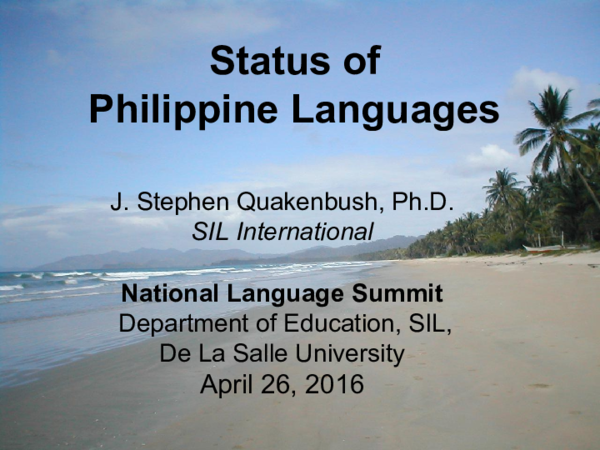 (PDF) Status of Philippine Languages