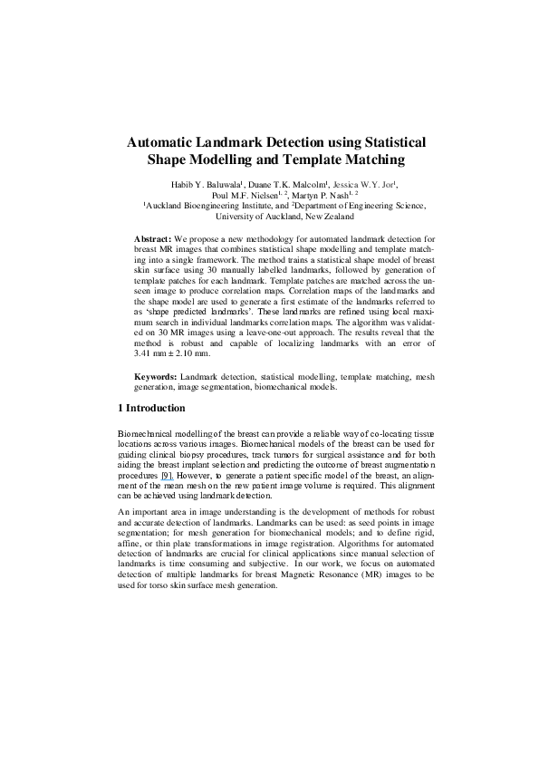 Pdf Automatic Landmark Detection Using Statistical Shape Modelling