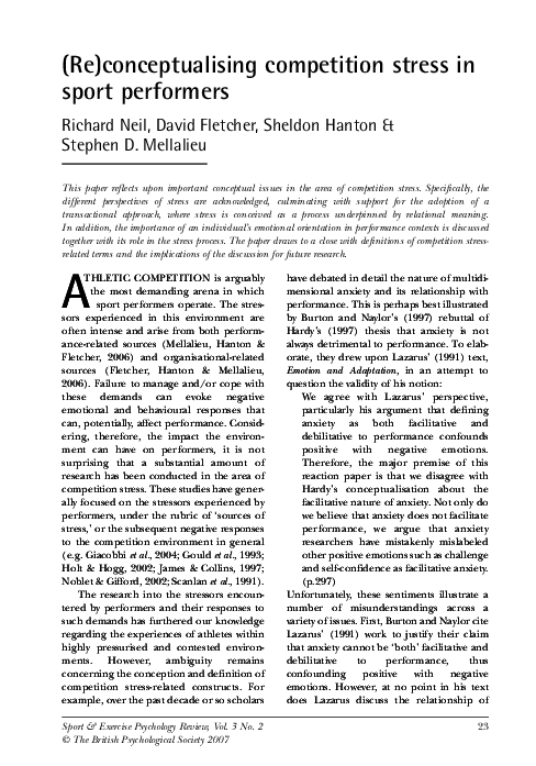 (PDF) (Re)conceptualizing competition stress in sport performers