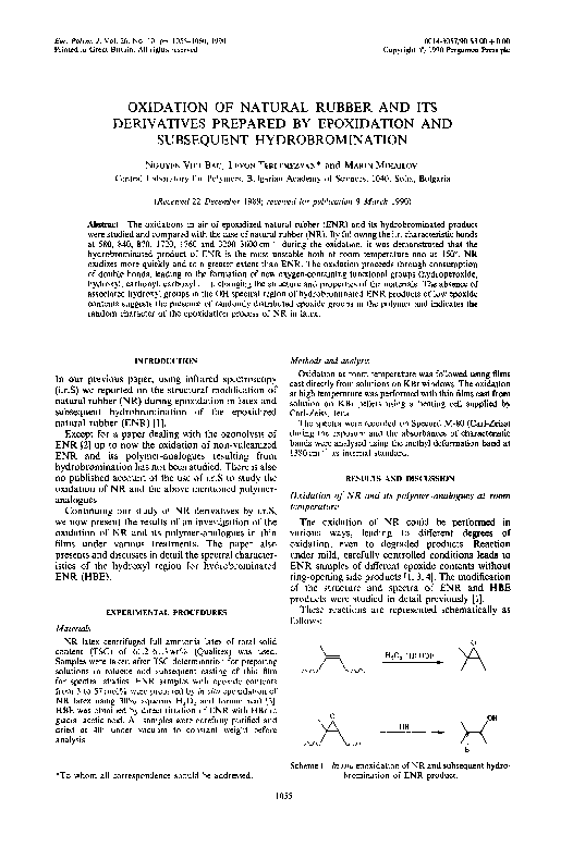 (PDF) Oxidation of natural rubber and its derivatives prepared by ...