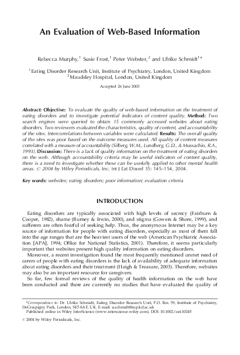 (PDF) An evaluation of web-based information