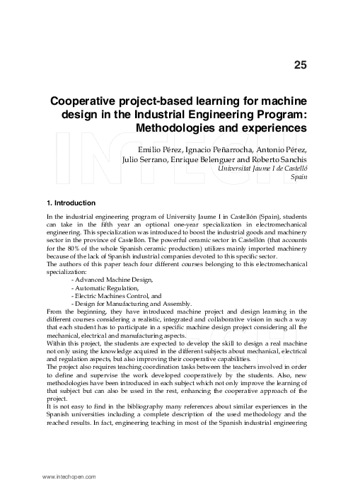 (PDF) Cooperative Project-based Learning for Machine Design in the Industrial Engineering ...