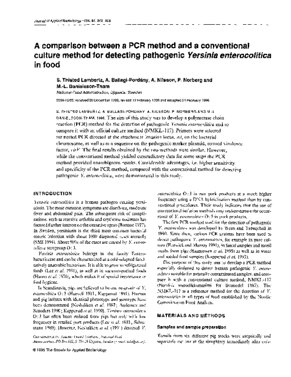 (PDF) A comparison between a PCR method and a conventional culture method for detecting ...