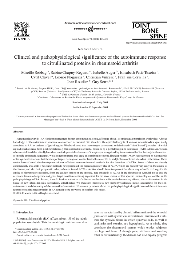 (PDF) Clinical evaluation of anti-mutated citrullinated vimentin by ...