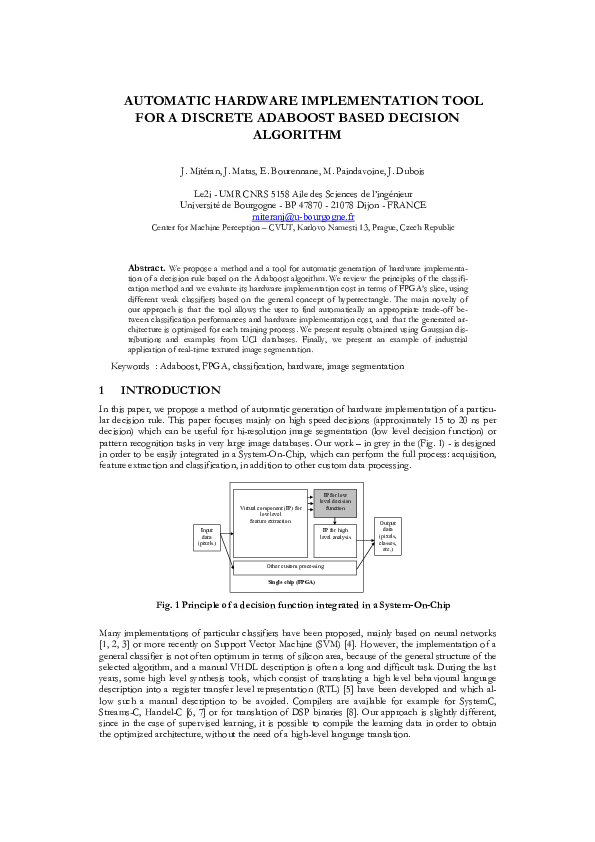 (PDF) Automatic Hardware Implementation Tool for a Discrete Adaboost-Based Decision Algorithm