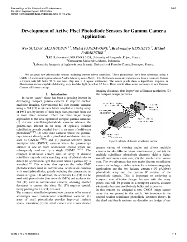 (PDF) Development of Active Pixel Photodiode Sensors for Gamma Camera ...