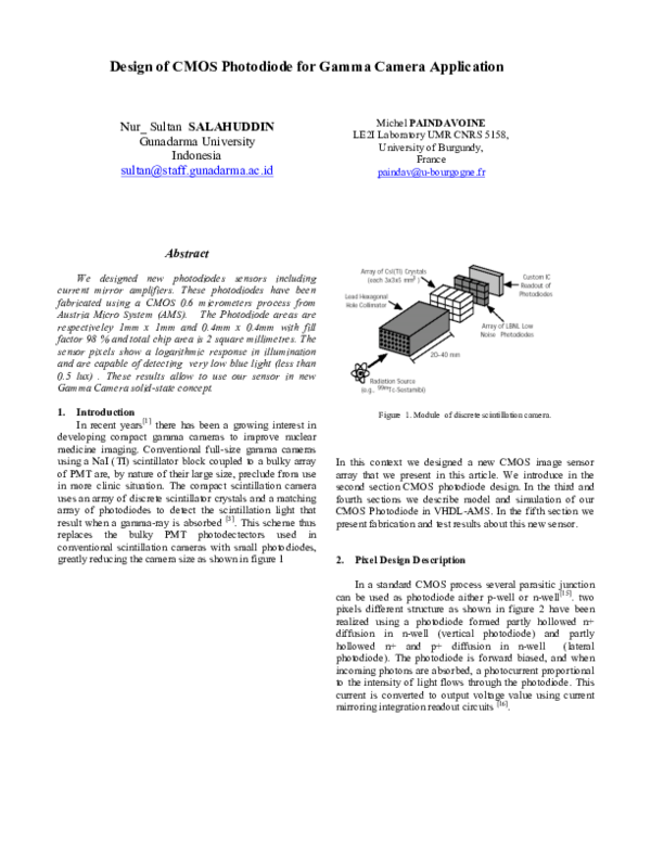 (PDF) CMOS Photodiode Design for Gamma Camera Application